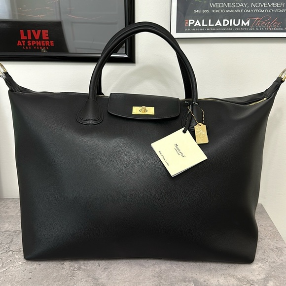 Moncrief | Bags | Moncrief Black Italian Leather Annie Oversized ...